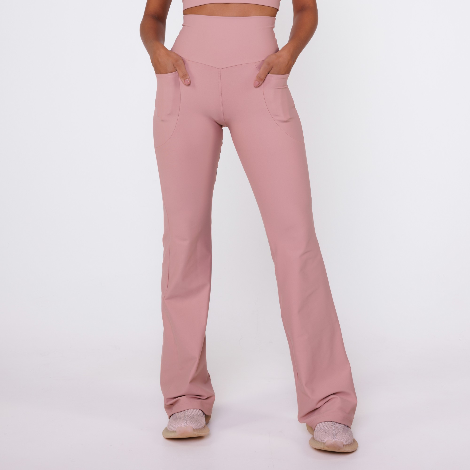 Calça Flare Com Bolsos Laterais Rosa Princess À La Vie - Oui